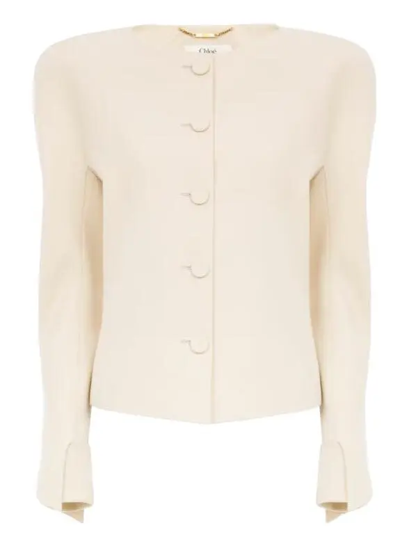 Chloé Short Wool Buttoned Jacket - Desert Palm