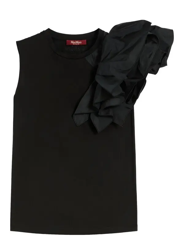 Max Mara Sleeveless Top With Oversized Floral Embellishment - Black
