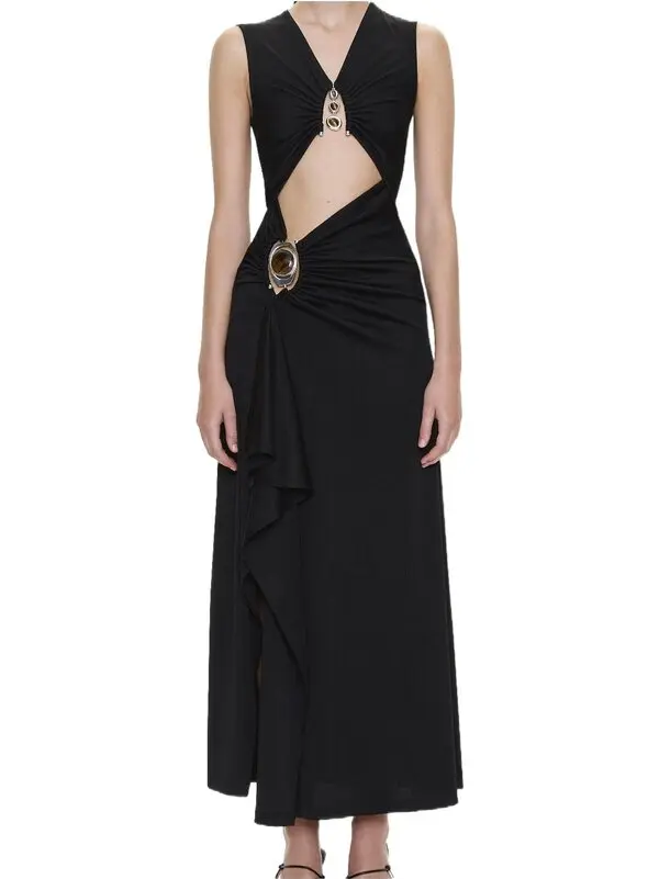 Christopher Esber Cutout Draped Jersey Dress - Black