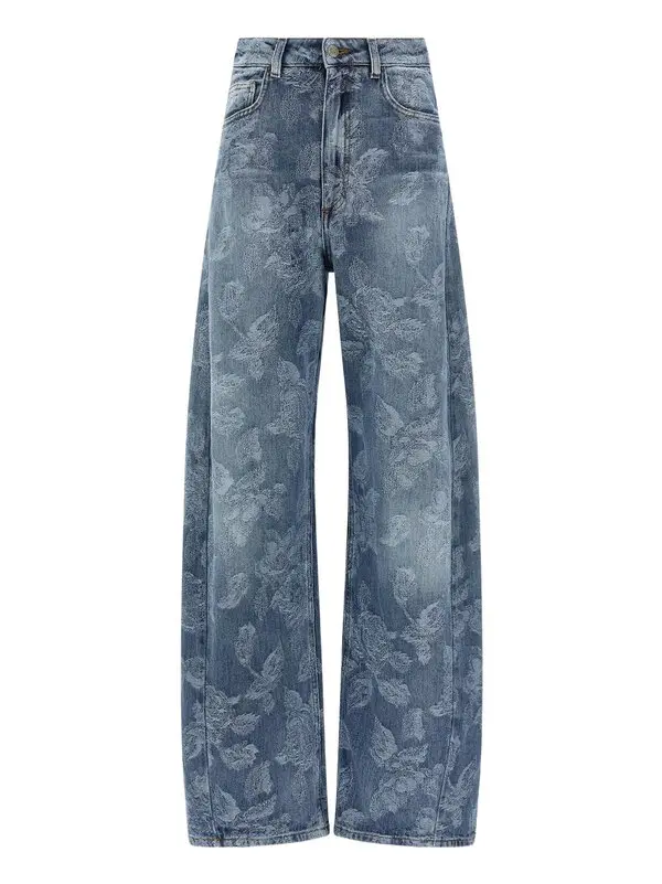 Giuseppe Di Morabito Jacquard Wide-leg Jeans With Floral Embroidery - Blue