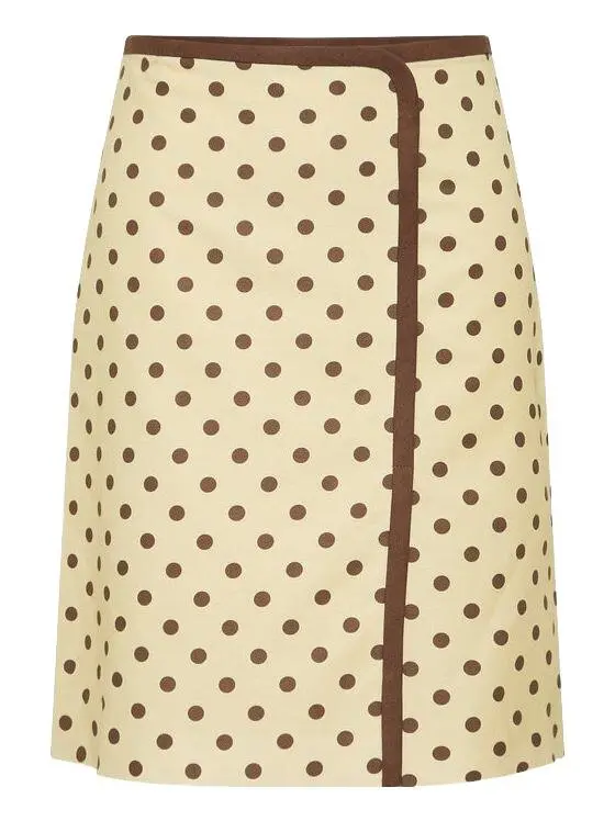 Posse Bowie Wrap-effect Polka Dot Midi Skirt - Nude