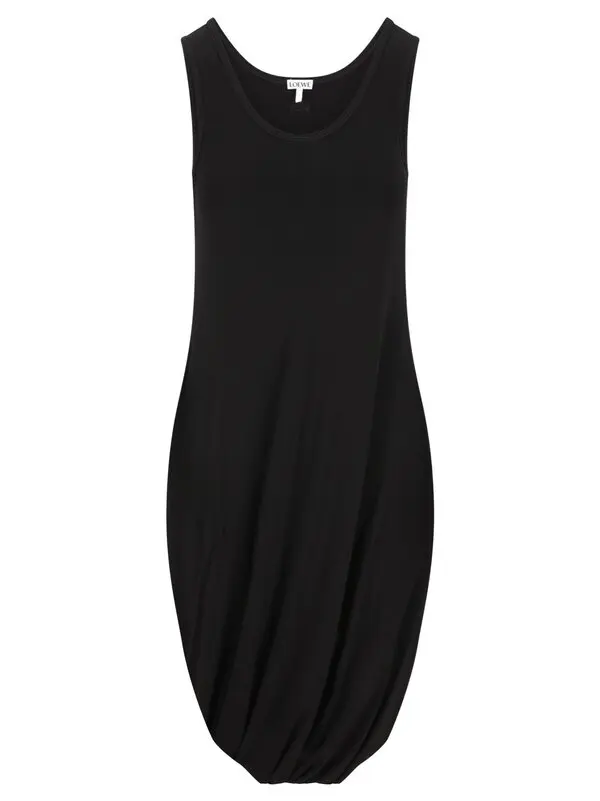 Loewe Sleeveless Asymmetrical Dress With Pleated Details - Black