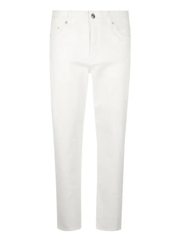 Zegna Logo Patch Straight Leg Jeans - White
