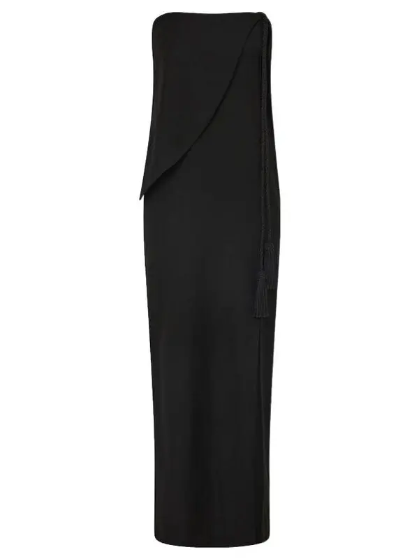 Posse Elspeth Belted Draped Wool-twill Maxi Dress - Black