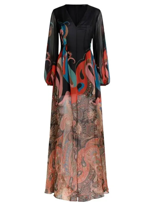 Etro Long-sleeved Printed Dress - Multicolor