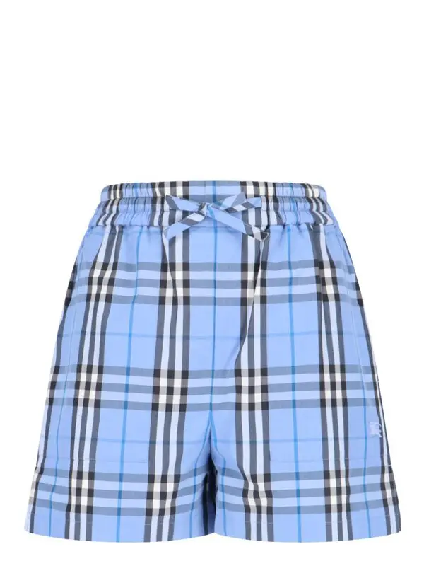 Burberry Checked Drawstring Shorts - Blue