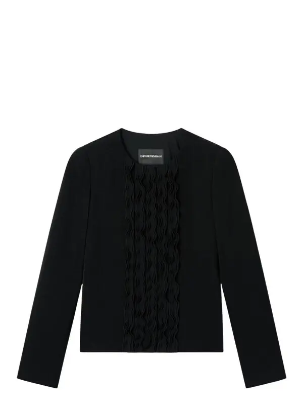 Emporio Armani Ruffled Front Jacket - Black