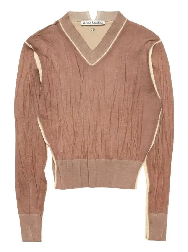 Acne Studios Wrinkled V-neck Jumper - Brown