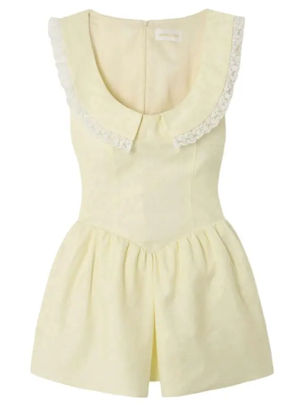 SHUSHU/TONG Ruffled Lace Trim Dress - Nude