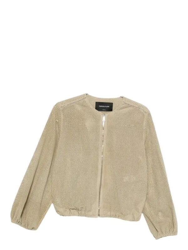 Fabiana Filippi Perforated Zip-up Jacket - Nude