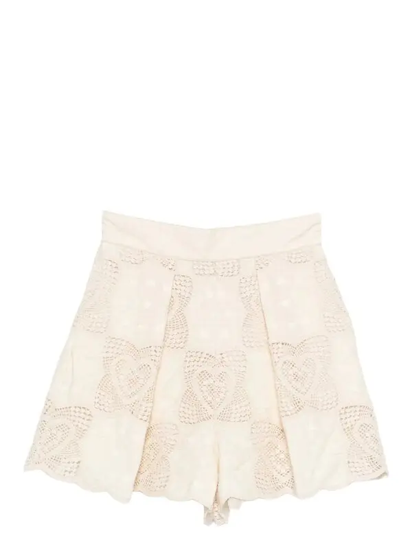 Zimmermann Wanderlust Tuck Shorts With Openwork Embroidery - White