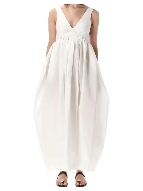 RÓHE Pleated Maxi Dress With Wide Straps - White