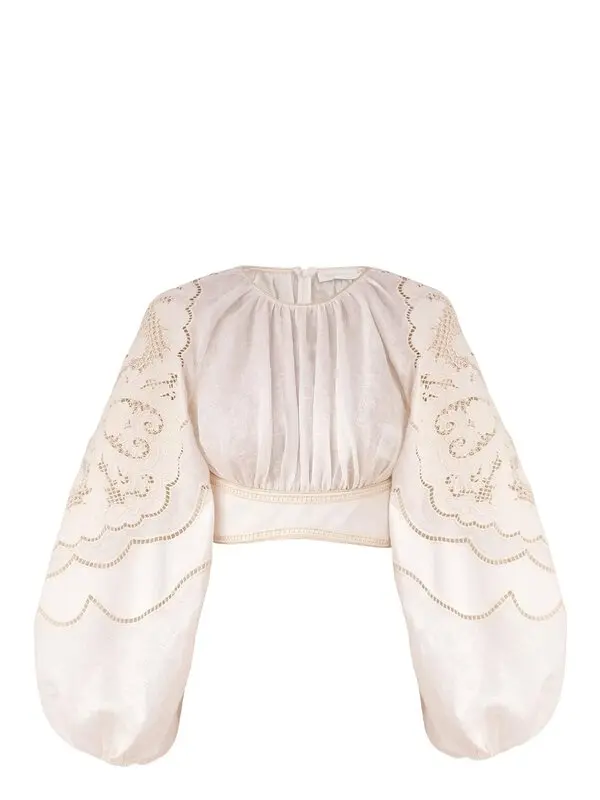 Zimmermann Daylight Embroidered Cropped Top - Cream