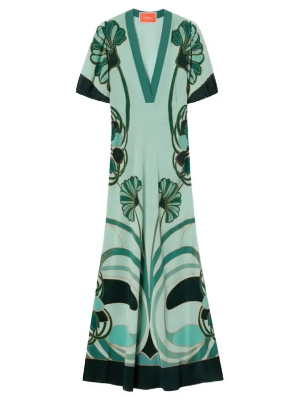 La DoubleJ Marlene Placed-print Maxi Dress - Green
