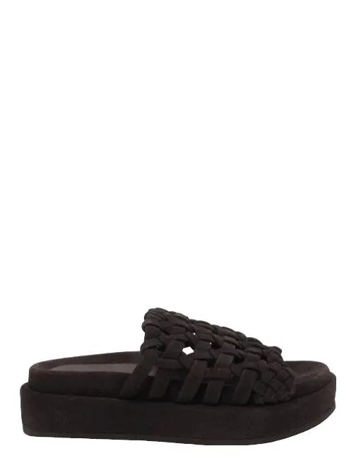 PALOMA BARCELO Paloma Barceló Woven Platform Slide Sandals - Black