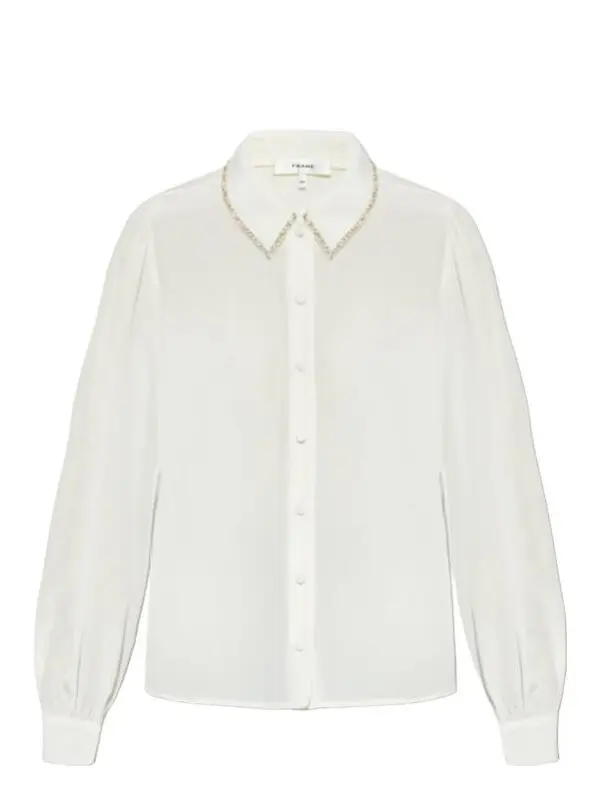 FRAME Embellished Collar Buttoned Shirt - White
