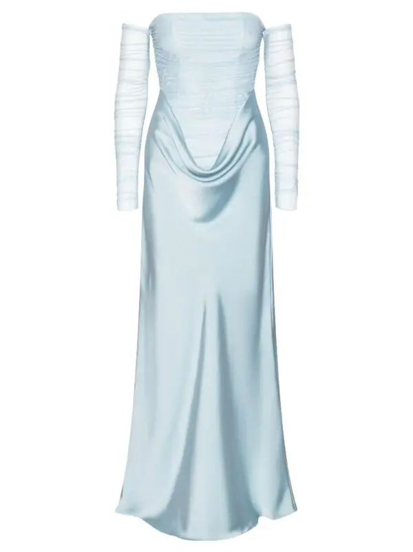 ROTATE BY BIRGER CHRISTENSEN Off-the-shoulder Ruched Maxi Dress - Light Blue