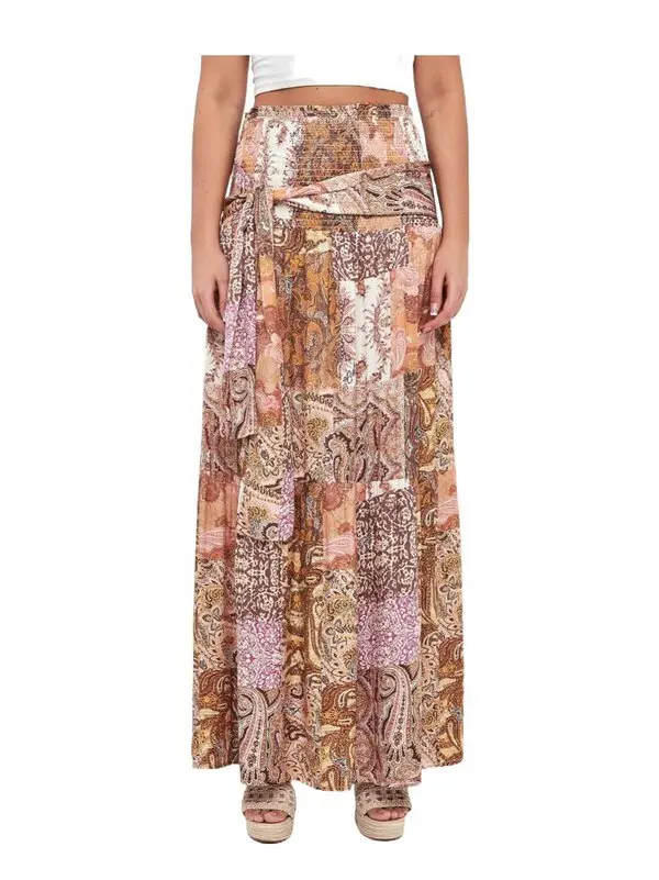 Liu Jo Paisley Print Tiered Maxi Skirt - Nude