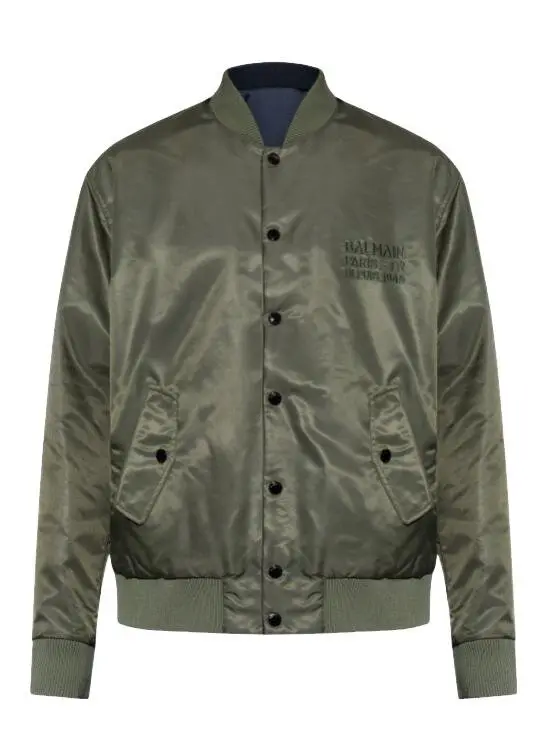 Balmain Reversible Logo Bomber Jacket - Green