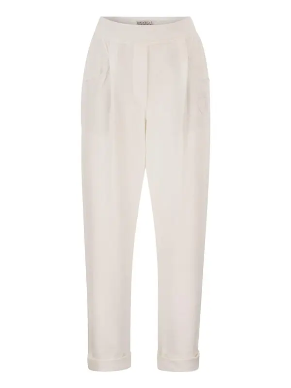 Brunello Cucinelli Tapered Turn-up Pants - White