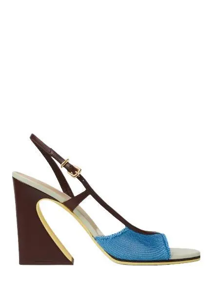 Fendi Arco Asymmetric Block Heel Sandals - Multicolor