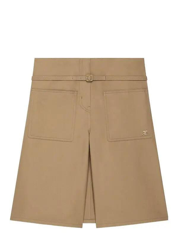 COURREGES Back-panel Belted Bermuda Shorts - Dark Sand Color
