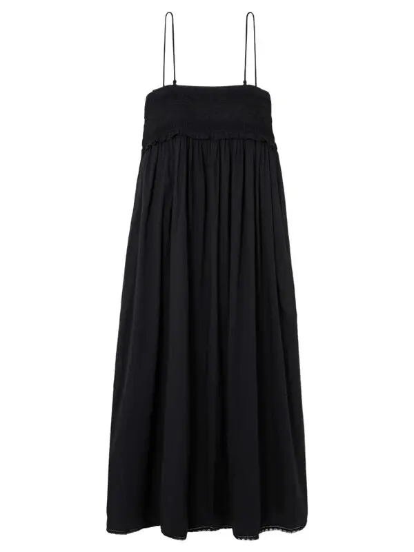 Posse Danielle Lace-trimmed Cotton Midi Dress - Black