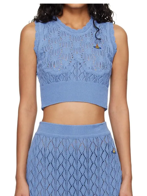 VIVIENNE WESTWOOD Ella Orb Embroidered Knitted Top - French Blue