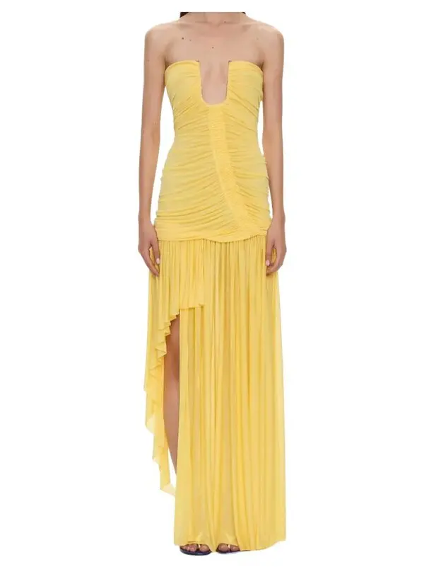 Christopher Esber Ruched Asymmetric Maxi Dress - Yellow