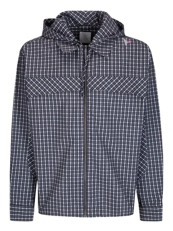 ROA Checked Hooded Zip-up Jacket - Black