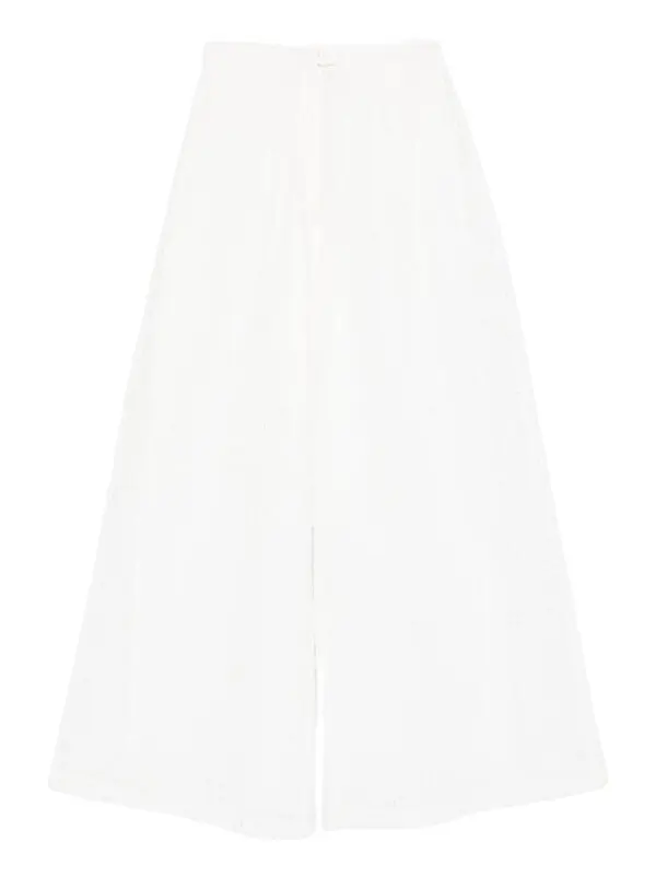 FORTE_FORTE Embroidered Wide-leg Trousers - White