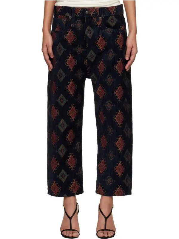 R13 Jacquard Cropped Straight-leg Casual Pants - Black
