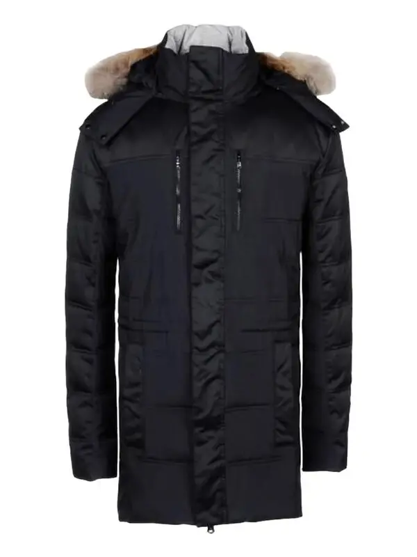 Emporio Armani Down Jacket With Fur Trimmed Hood - Black