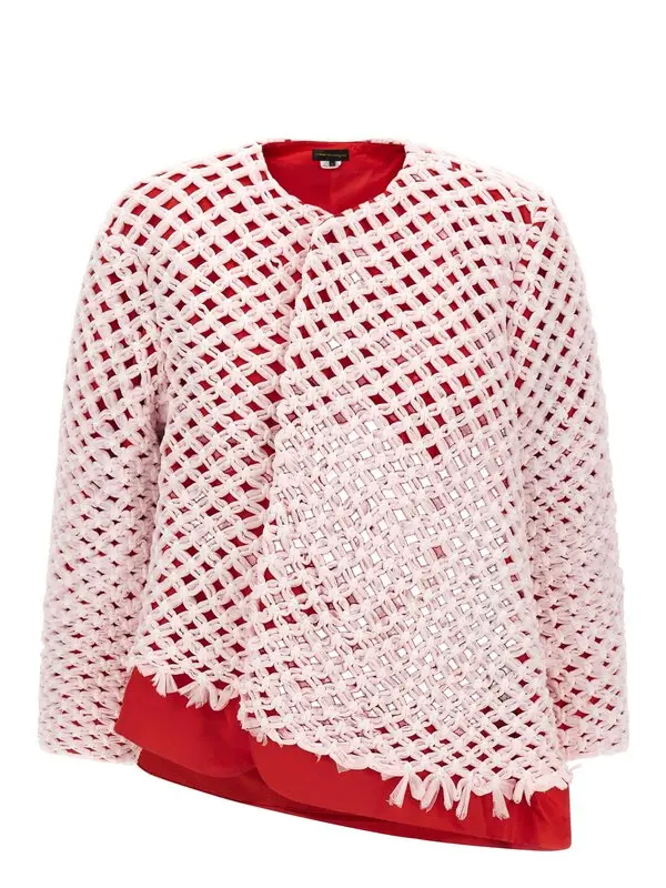 Comme Des Garçons Tulle-weave Asymmetric Blazer - Multicolor