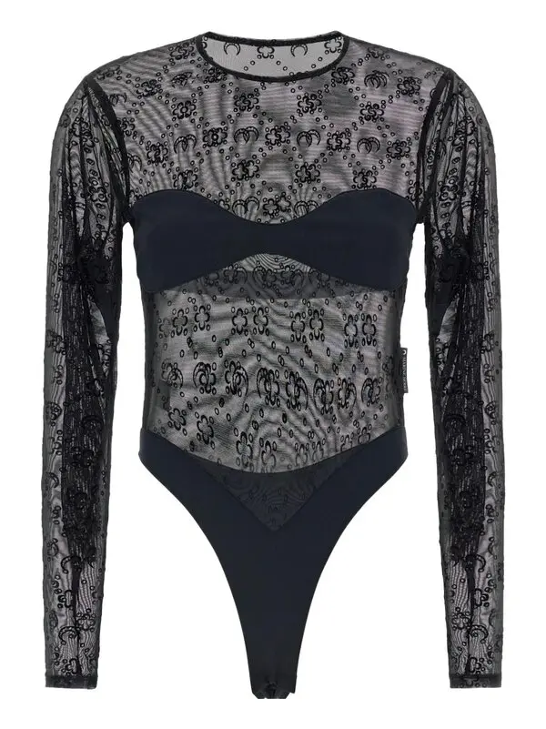 MARINE SERRE Moonogram Long Sleeve Bodysuit - Black