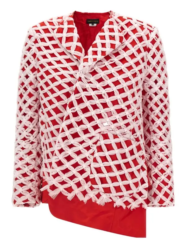 Comme Des Garçons Tulle Weave Asymmetric Blazer - Pink