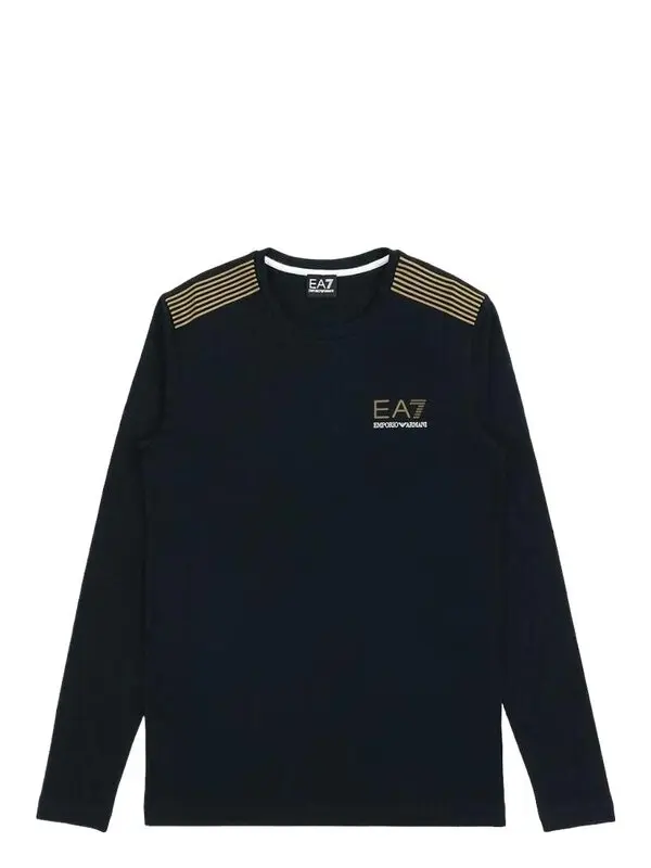 EA7 Logo T-shirt With Round Neck - Black