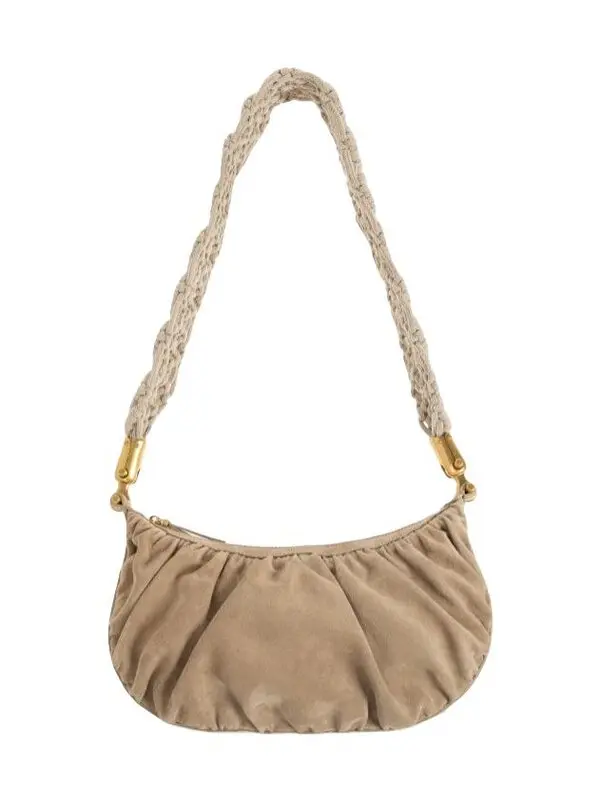 Balmain Ruched Shoulder Bag - Beige