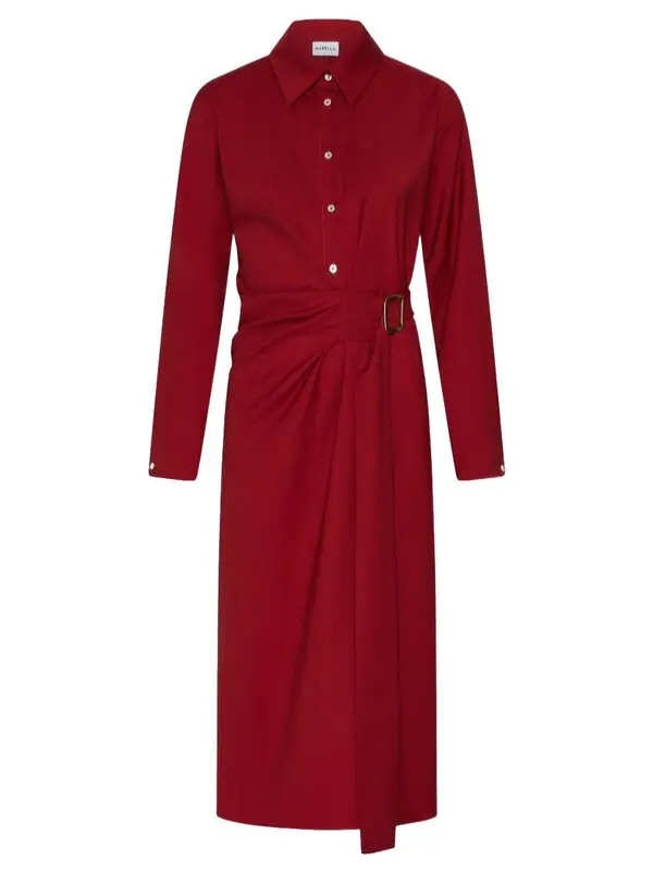 Marella Shirt Dress With Side Buckle Detail - Red