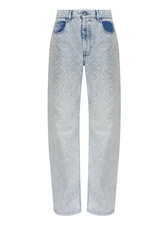 Casablanca Embellished Wide-leg Jeans - Gray