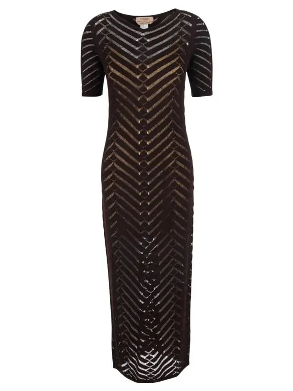 TWINSET Openwork Maxi Knitted Dress - Black