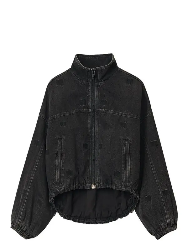 Alexander Wang Denim Jacket With Logo Detail - Black