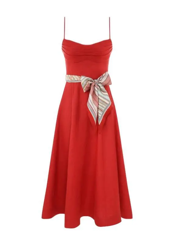 Zimmermann Rebellion Tuck Midi Dress - Red