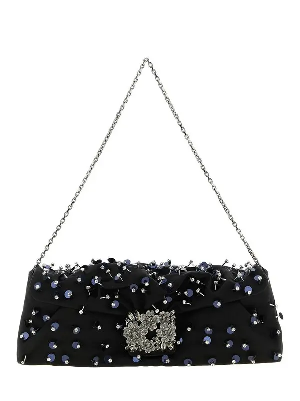 ROGER VIVIER Efflorescence Embellished Clutch Bag - Black