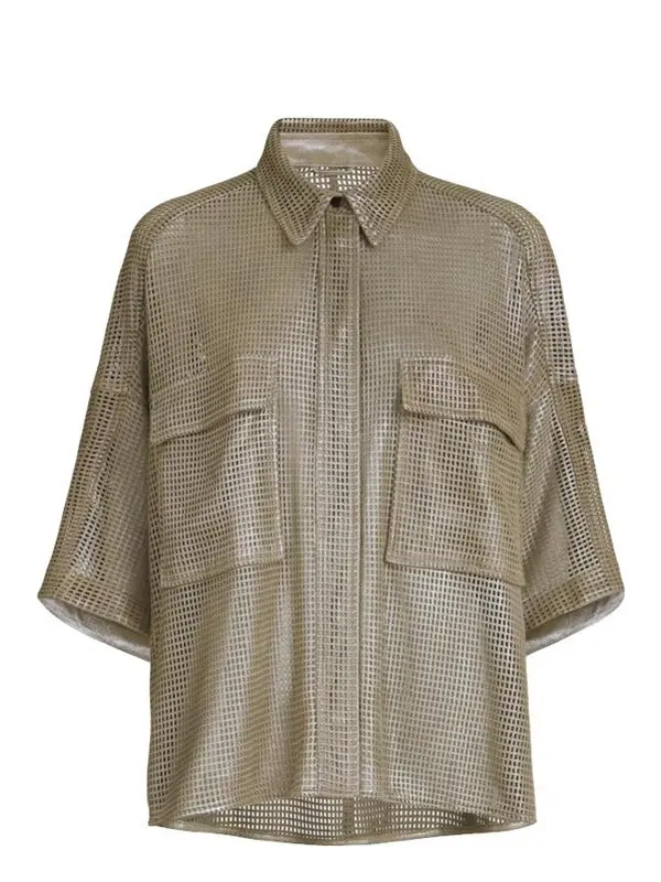 Brunello Cucinelli Short Sleeve Shirt With Snap Closure - Green