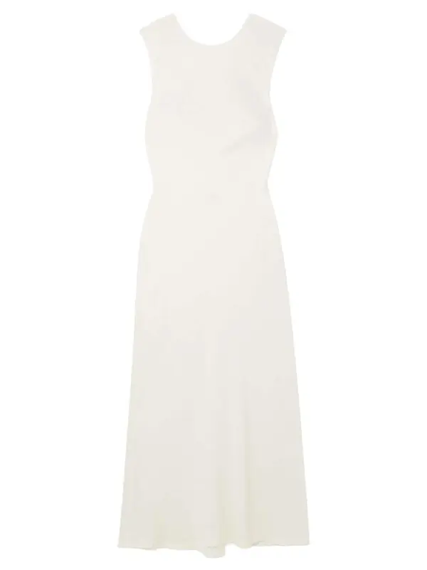 ST. AGNI Sleeveless Round Neck Open Back Dress - White