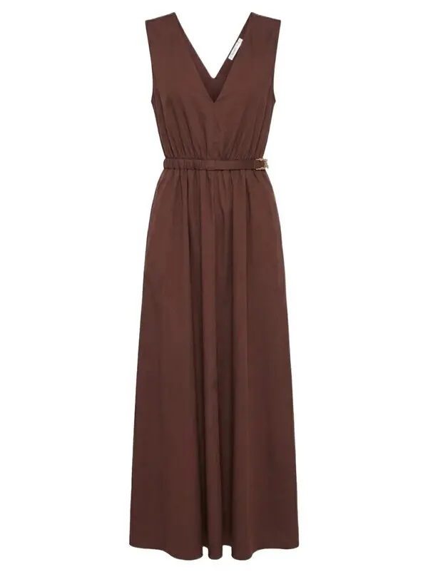 Patrizia Pepe Belted V-neck Maxi Dress - Red