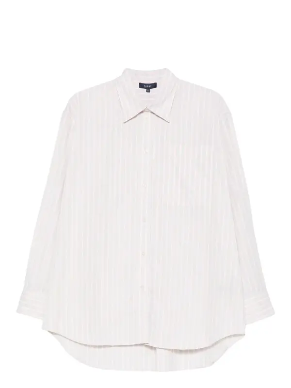 Soeur Striped Curved Hem Shirt - White
