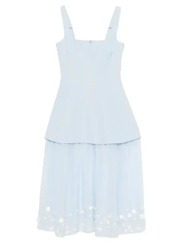 Stine Goya Sleeveless Square Neck Dress With Floral Appliqu - Blue