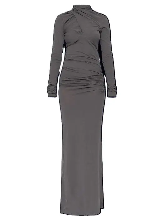 ENTIRE STUDIOS Draped Long-sleeve Maxi Dress - Black